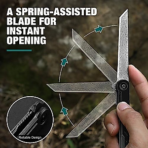 DRACHENADER 2 Set Tanto Knives (Black+Sliver) Slim Damascus Pocket Knife for Men/Women, Tanto Knife Gentleman's Pocket Knives Small EDC Knife