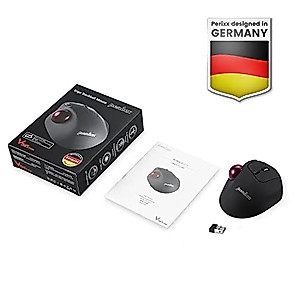 Perixx11568 Perimice-717 Wireless Trackball Mouse, Build-in 1.34 Inch Trackball with Pointing Feature, 5 Programmable Buttons, 2 DPI Level, Black