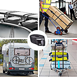 16ft Tie Down Straps, Lashing Straps Heavy Duty up to 700lbs，Adjustable Cam Buckle Tie-Down Straps for Motorcycle, Cargo, Trucks,Trailer,SUP, Kayak, Luggage- Black 2 Pack