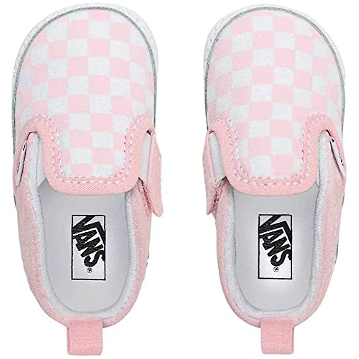 Vans, Infant Slip-On V Crib Sneakers (2, Pink/True White Checkerboard)
