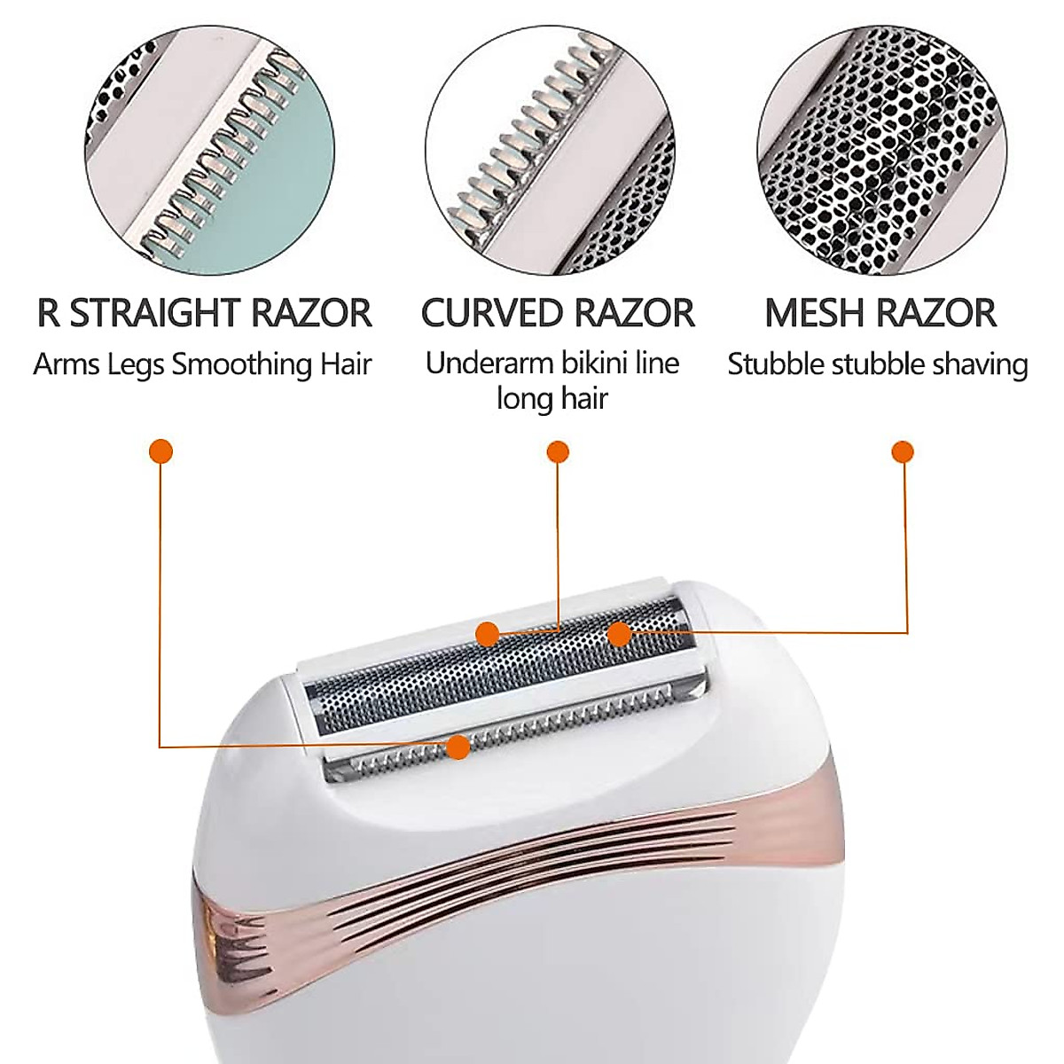 ASOONYUM Electric Shaver for Women, Bikini Trimmer, Womens Electric Razor, Facial Hair Removal, Wet Dry Lady Hair Remover for Legs Body Face Underarms and Pubic, Portable USB Rechargeable White