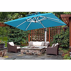 ABCCANOPY 10x13ft Patio Umbrella - Large Windproof Cantilever Umbrella with 360-degree Rotation,Outdoor Offset Rectangle Umbrella for Backyard Garden Deck Pool, Turquoise