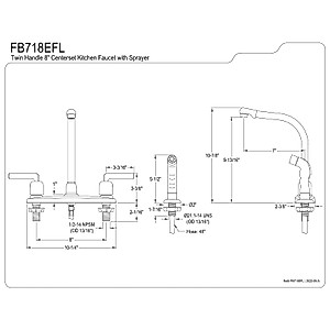 Kingston Brass FB718EFL Centurion 8-Inch Center Set Kitchen Faucet with White Plastic Sprayer, Brushed Nickel