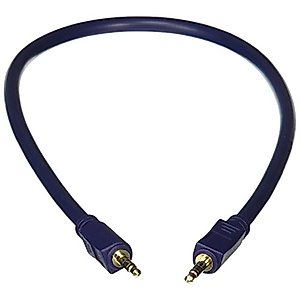 C2G 40600 Velocity 3.5mm M/M Stereo Audio Cable, Aux Cable, Blue (1.5 Feet, 0.45 Meters)