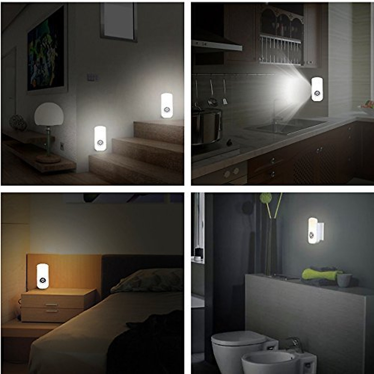 Bonashi 2 Pack LED Night Light Flashlight Motion Sensor Cut Light 3-in-1, Rechargeable Emergency Light, Energy Saving Auto Sensing Portable Wall Mount Light - White