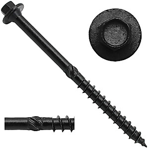 #17 X 4 Heavy Duty Structural Wood Screws - Exterior Coated Heavy Duty Wood Screws - Use for Fastening Ledger Boards, Large Timbers, Logs and More (50 Approx. Screw Count)