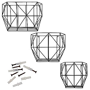 Blue Donuts Wall Hanging Fruit Basket Set of 3 Wire Baskets for Storage, Wall Organizer, Multi-functional Produce Basket Kitchen Storage Organizer, Black