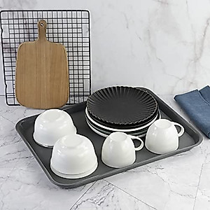 Wekioger Grey Plastic Serving Trays, 4 Packs Fast Food Trays