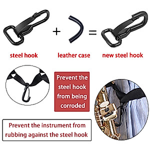 Cheerock Saxophone Harness Strap, Adjustable Padded Shoulder & Chest Sax Strap with Metal Hook, Ergonomic Comfort Design Reduces Neck Stress, Universal for Alto Tenor Baritone Soprano Saxophone