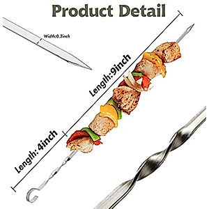 Metal Kabob Skewers,(12Pcs 16.8" & 4Pcs 13")Flat Stainless Steel BBQ Barbecue Skewer for Grilling,bfuee Reusable Shish Kebob with Portable Storage Bag