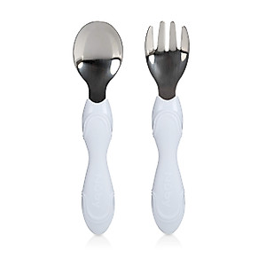 Nuby Insulated Travel Lunchbox with Fork, Spoon, and Lid - 12+ Months - Stainless Steel