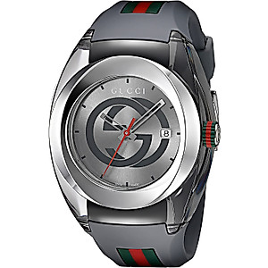 Gucci Swiss Quartz Stainless Steel and Rubber Casual Grey Men's Watch(Model: YA137109)