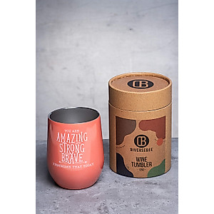 DIVERSEBEE Inspirational Thank You Gifts for Women, Best Friend, Sister, Wife, Girlfriend, Coworker, Mom, Encouragement Birthday Wine Gifts - Insulated Wine Tumbler with Lid (Coral)