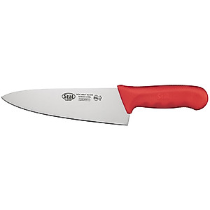 Winco KWP-80R Stäl Stamped Cutlery Chef's Knife 8" Stainless Steel Blade, Red Plastic Handle