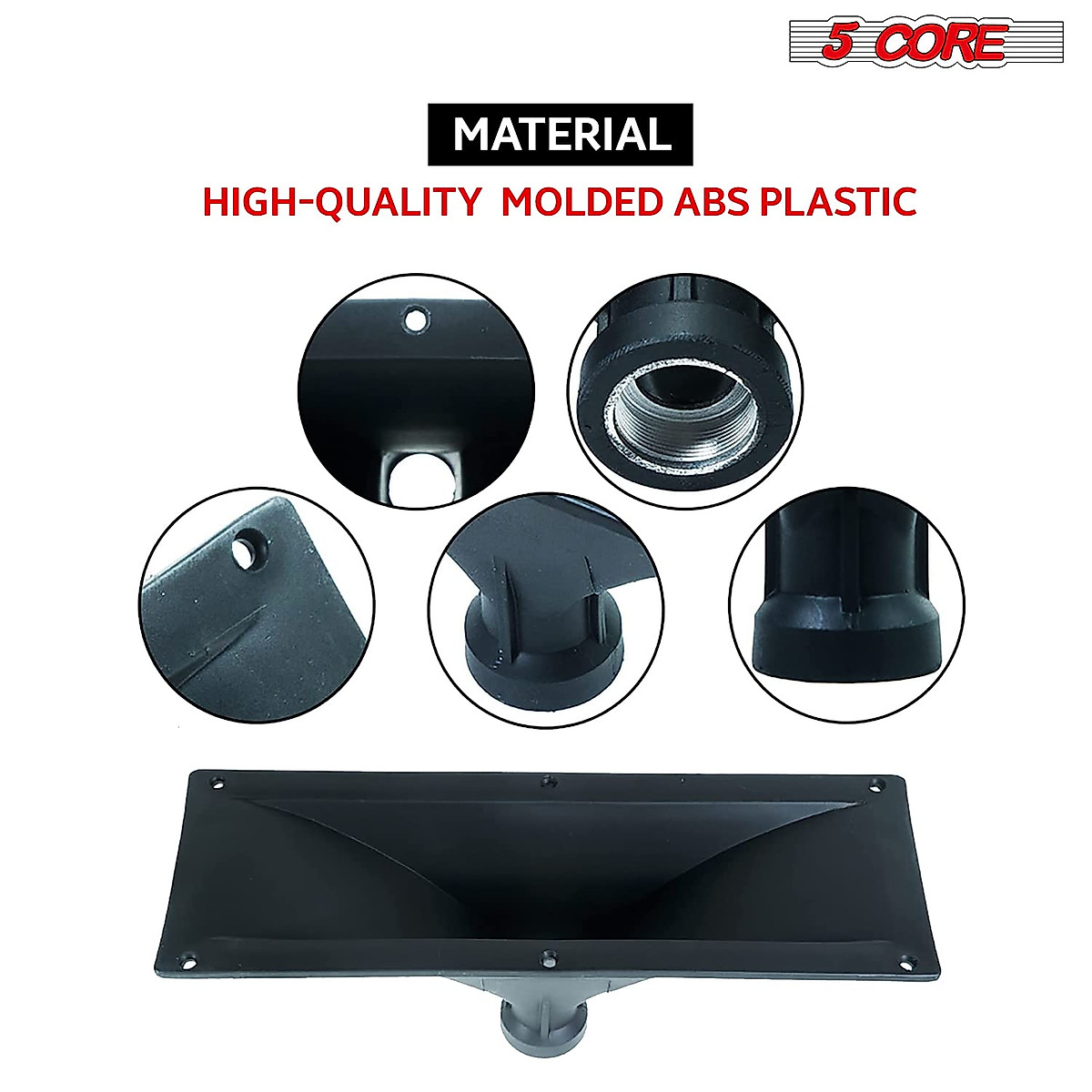 5Core 15x5 Inch Piezo Flush Mount Horn Tweeter with Compression Horn 8 Ohms, 260 Watt Car Pro Speakers HISE 15X5 1PC 5C-D26(Driver Unit)