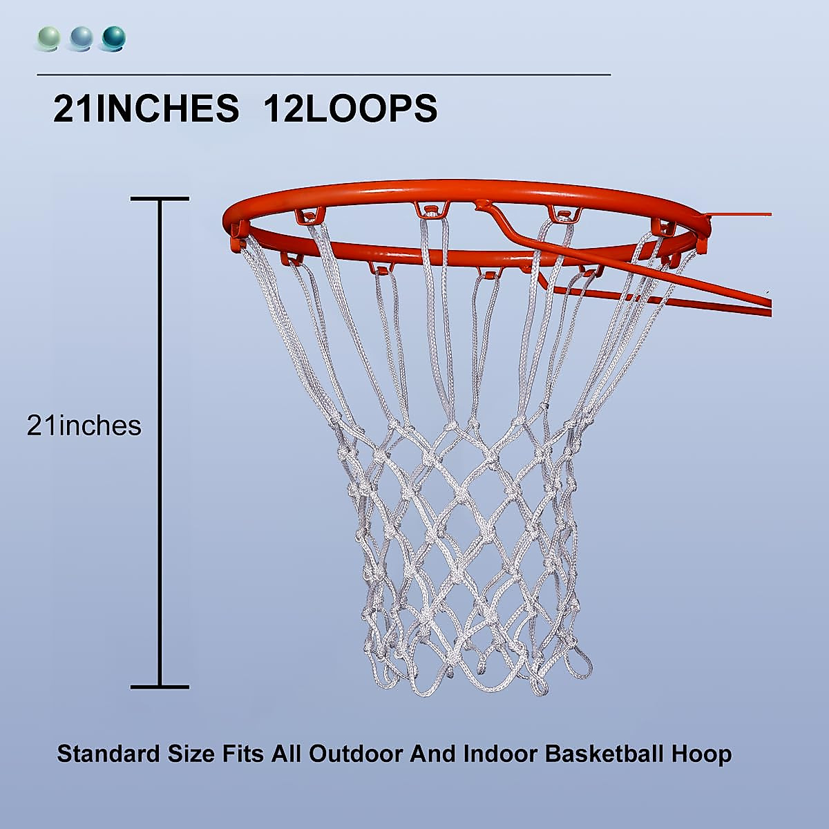 Basketball Net Outdoor, Upgrade Heavy Duty Basketball Net Replacement - Professional All-Weather Anti Whip, Fits Standard Indoor or Outdoor Standard Rim - 12 Loops (White)
