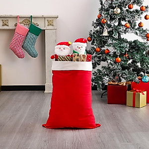 DYSHAYEN Santa Sack Christmas Gift Bag 19.7 X 27.6 Inch Large Canvas Christmas Santa Claus Bag for Xmas Party Supplies Favors (Red)