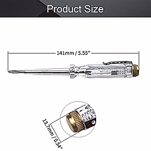 Fielect Test Screwdriver, Voltage Detector Pen Light Circuit Tester Electric Test Pen Screwdriver Neon Tube AC/DC 100-500V Clear 1pcs