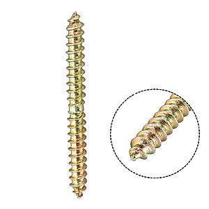 uxcell 5x50mm Hanger Bolts, 24pcs Double Ended Self-Tapping Thread Wood to Wood Dowel Screws for Wood Connecting