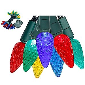 ZiegLad C6 LED Christmas Light(16.5FT), Battery Operated 4 Color 50 Bulbs Christmas String Light Set, 8 Light Modes Christmas Tree Decorations for Wreaths Centerpieces Room Patio Xmas Wedding Party