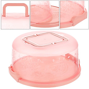 PAREKS Portable Round Cake with Handle Pie Saver Cupcake Container Carriers with Dome Lids Pink/1191