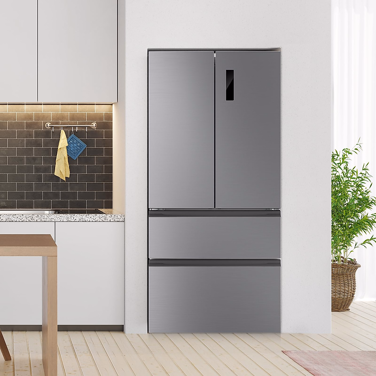 DYTesa 33 Inch Large Capacity French Door Refrigerator, 18.75 cu.ft Refrigerator with 2 Doors & 2 Drawers, Full Size Bottom Freezer Kitchen Fridge, Automatic Defrost, LED Lighting