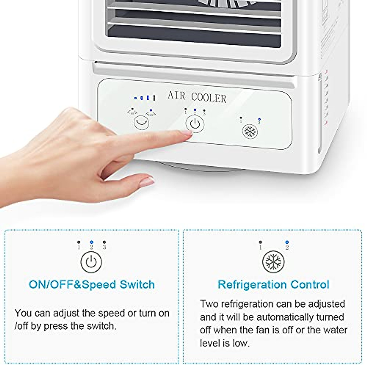 Portable Air Conditioner with 3 Wind Speeds, 60°&120°Auto Oscillation Evaporative Portable Air Conditioner Fan, Quite Personal Air Cooler Humidifier for Home Office Outdoor