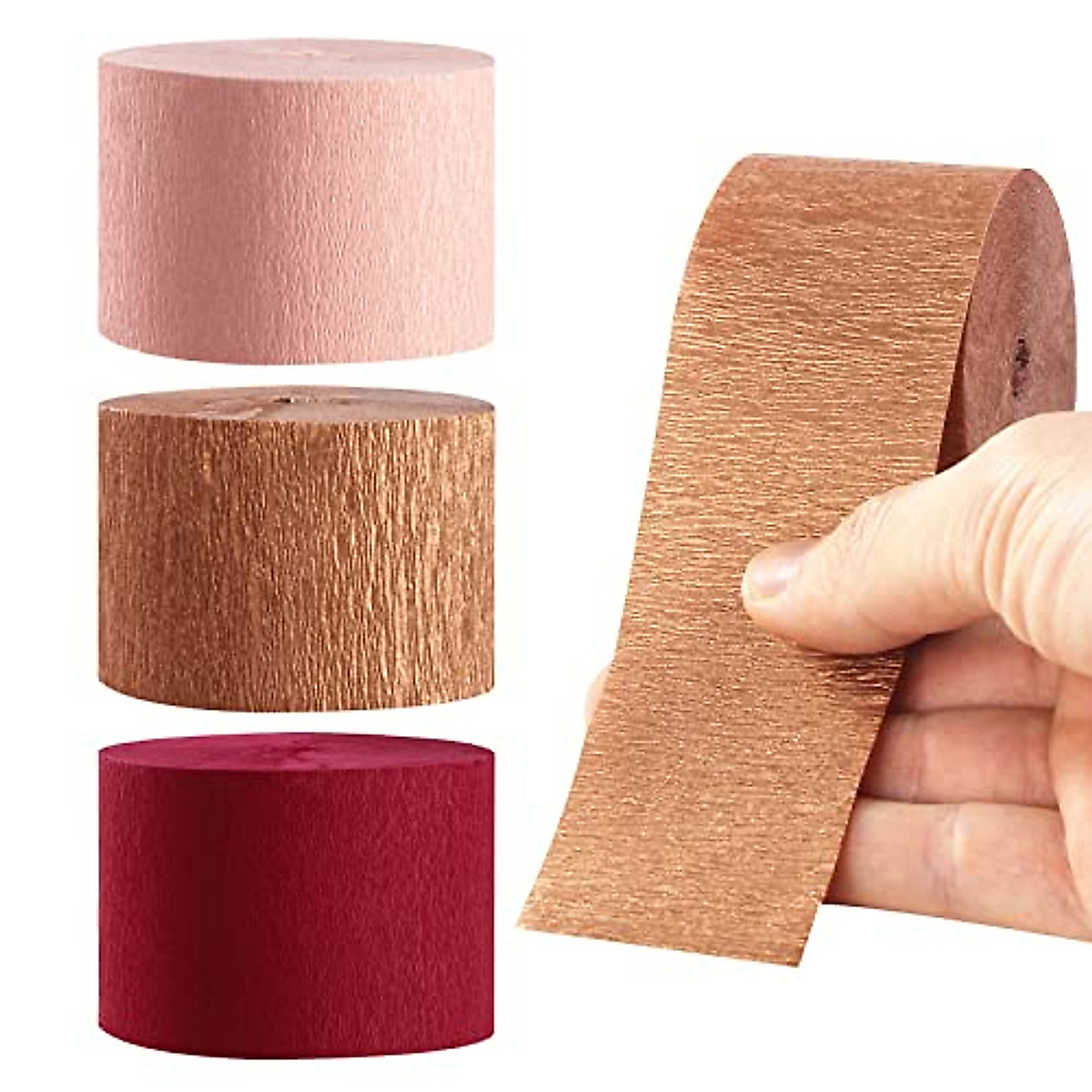 Rose-Gold Pink Burgundy-Red Party-Decorations Streamers - 9 Rolls Valentines Mothers Day Crepe Paper Streamer Garland Birthday Bachelorette Bridal Shower Engagement Wedding Brunch Decoration Panduola