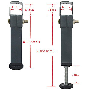 2PCS Metal Furniture Legs Adjustable Height Heavy Duty Bed Center Frame Slat Support Feet for Queen/King Platform Bed Frame Replacement Parts Easy Install (5.9" to 8.6")