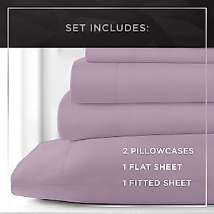 Raymond Waites 4 Piece Sheet Set, Cotton Rich, 400-Thread Count, Lavender, Queen Sheet Set