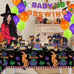 Halloween Baby Shower Decorations Halloween A Baby is Brewing Plates Napkins Cups Tablecloth Banner Balloons for Halloween Baby Shower Gender Reveal Party