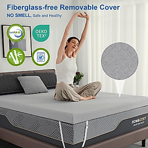 Extra Firm Mattress Topper 4 Inch Queen, Firm Memory Foam Bed Topper for Pain Relief, Gel Bamboo Charcoal Cooling Mattress Pad High Density Mattress Topper with Removable Cover, CertiPUR-US Certified