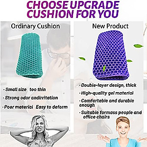 Purple Gel Seat Cushion, Double Purple Gel Seat Cushion with Non-Slip Cover for Long Sitting, Cold Gel Seat Cushion for Office Chair Car Wheelchair Accessories, Help with Sciatica & Relief Back Pain