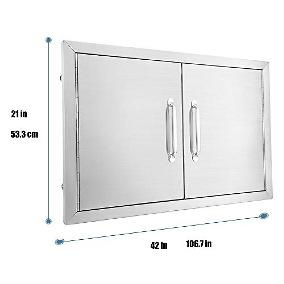Karpevta Outdoor Kitchen Doors 42"W X 21"H BBQ Double Access Door - Stainless Steel Wall Construction Vertical Door for Outdoor Kitchen Grilling Station or Commercial BBQ Island