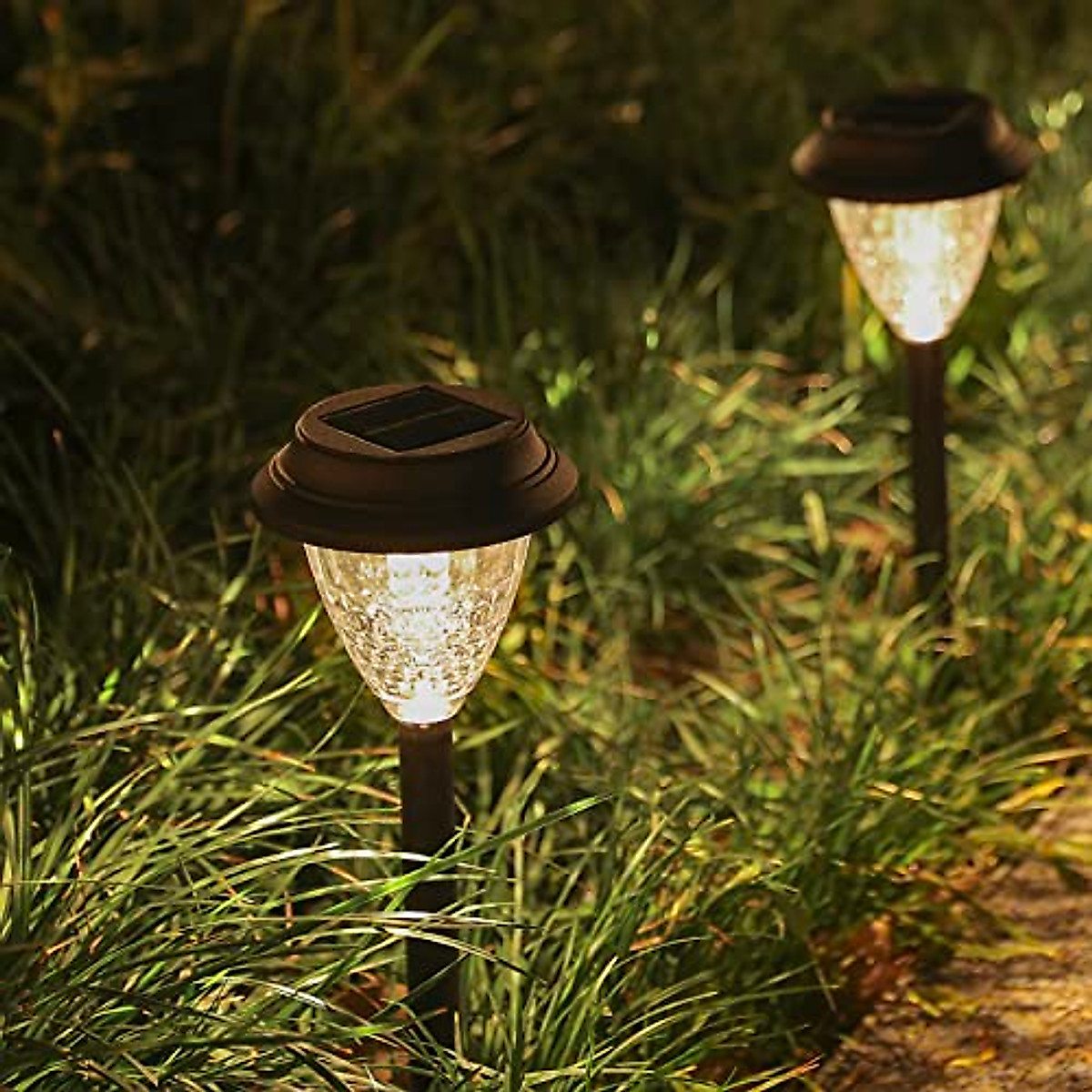 8 Pack Solar Path Lights, Solar Lights Outdoor Waterproof RGB Color Changing & Warm White Garden Pathway Lights, Landscape Lights Solar Powered for Yard Patio Walkway Driveway