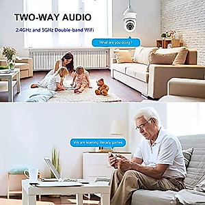 KOWVOWZ 360 Degree Security Cameras Wireless Outdoor, 2.4GHz & 5GHz WiFi Light Bulb Camera, 1080p Indoor for Home Camera System, Motion Detection, Two-Way Audio (2PCS)