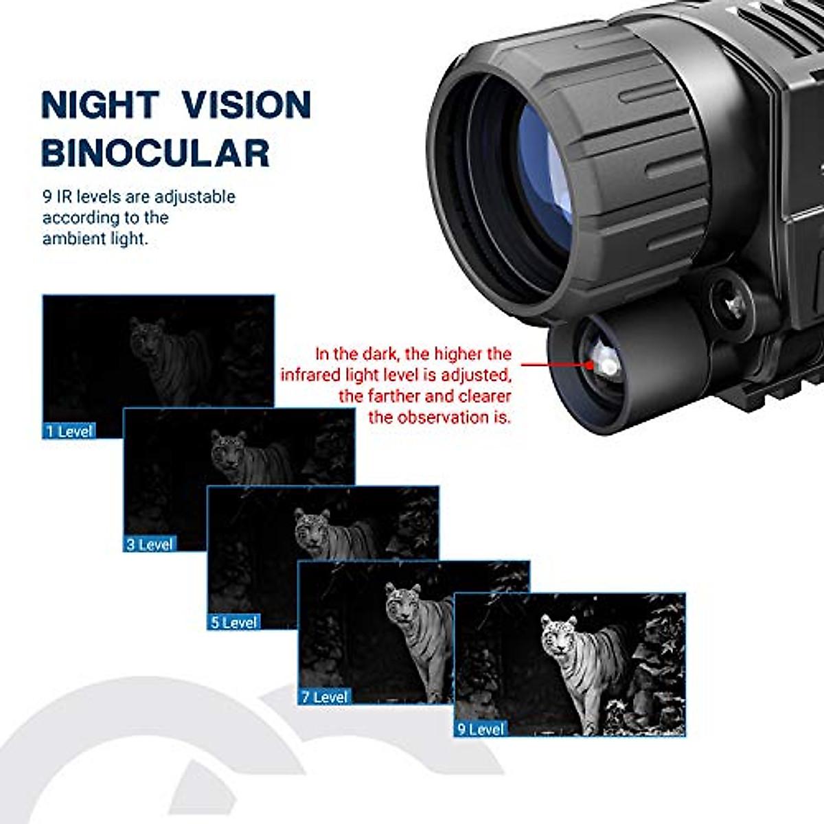 ESSLNB Night Vision Monocular 5X40 Night Vision Infrared Monocular with 1.5" TFT LCD Take Photos and Videos Playback Function 16G TF Card Digital Night Vision Scopes for Hunting Security Surveilla