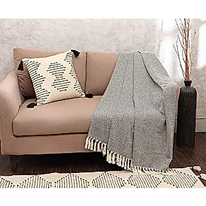 REDEARTH Classic Throw Blanket -Medium Weight Soft Lap Blanket for Sofa Bed Couch Chairs loveseats car, Living, Indoor/Outdoor use 100% Cotton (50x60; Black)