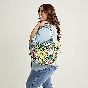 Vera Bradley Women's Cotton Glenna Satchel Purse, Amethyst Plaid - Recycled Cotton, One Size