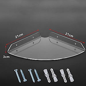 Ztexkee Acrylic Corner Floating Shelves, 2 Pack Acrylic Wall Mount Floating Corner Shelves Wall Storage Display Organizer for Bathroom Bedroom Living Room Kitchen Home Decor