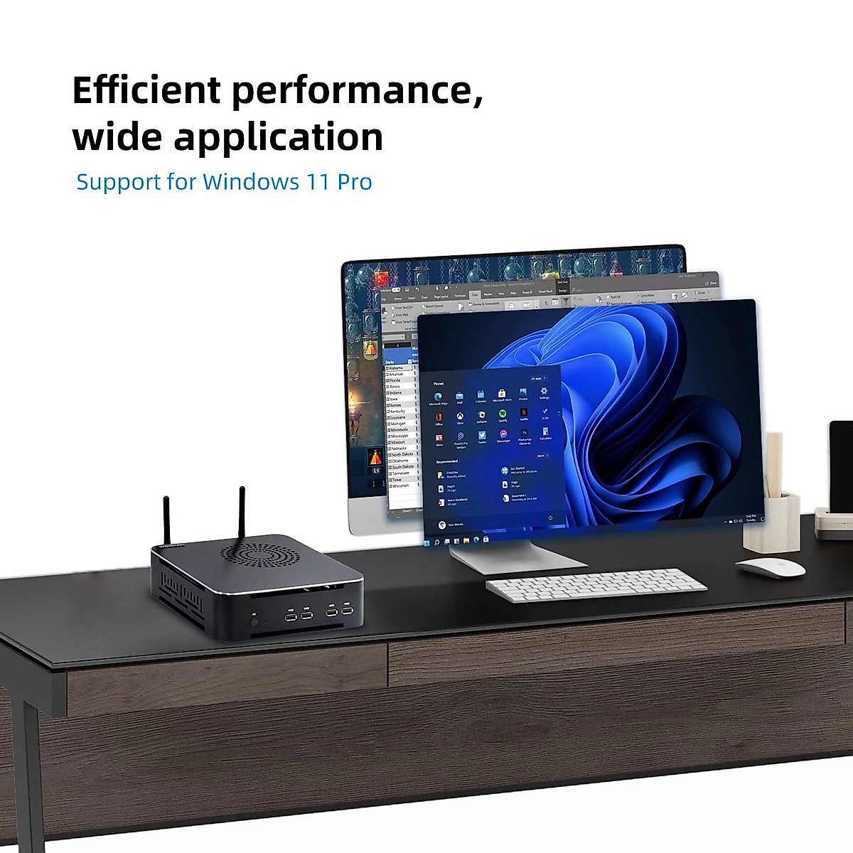 Mini Gaming PC, Windows 11 Pro Mini Computers, Core i7-11700 64 GB DDR4+1TB NVMe SSD+2TB HDD Mini Desktop Computer 4*USB3.0 4*USB2.0 Support WiFi6 BT 5.2 Business, Home, School Small Computer PC