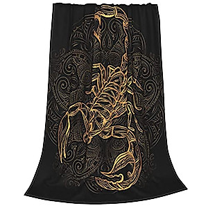 Scorpion Tattoo Fleece Blanket Fuzzy Soft Plush Blanket for All Season Spring Summer Autumn Throws for Couch Bed Sofa 50"x40"