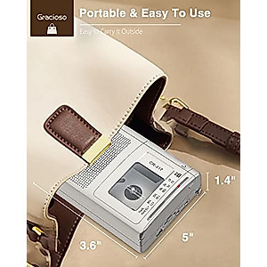 Gracioso Portable Cassette Player Recorder with Bluetooth Transmitter, AM FM Walkman Cassette Player with Headphone Jack & Big Speaker,Microphone Jack, 2*AA Battery Opearated Cassette Tape Player