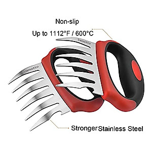 Vamotto 3-in-1 Pulled Pork Shredder Claws - Stainless Steel Meat Claws BBQ Meat Forks for Shredding Handling Carving Food Barbecue Paws Claw Handler Set for Serving Pork, Turkey, Chicken, Brisket