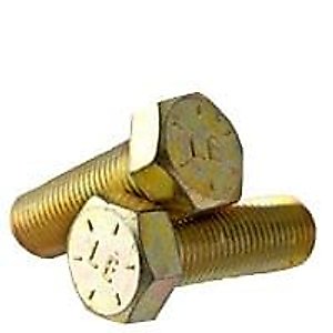 Newport Fasteners 3/8 inch x 1 inch Hex Cap Screw Grade 8 Zinc Yellow Plated Steel (Quantity: 100 pcs) 3/8-24 x 1 Hex Bolt/Fine Thread/Fully Threaded