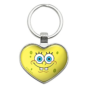 GRAPHICS & MORE SpongeBob Smiling Face Keychain Heart Love Metal Key Chain Ring