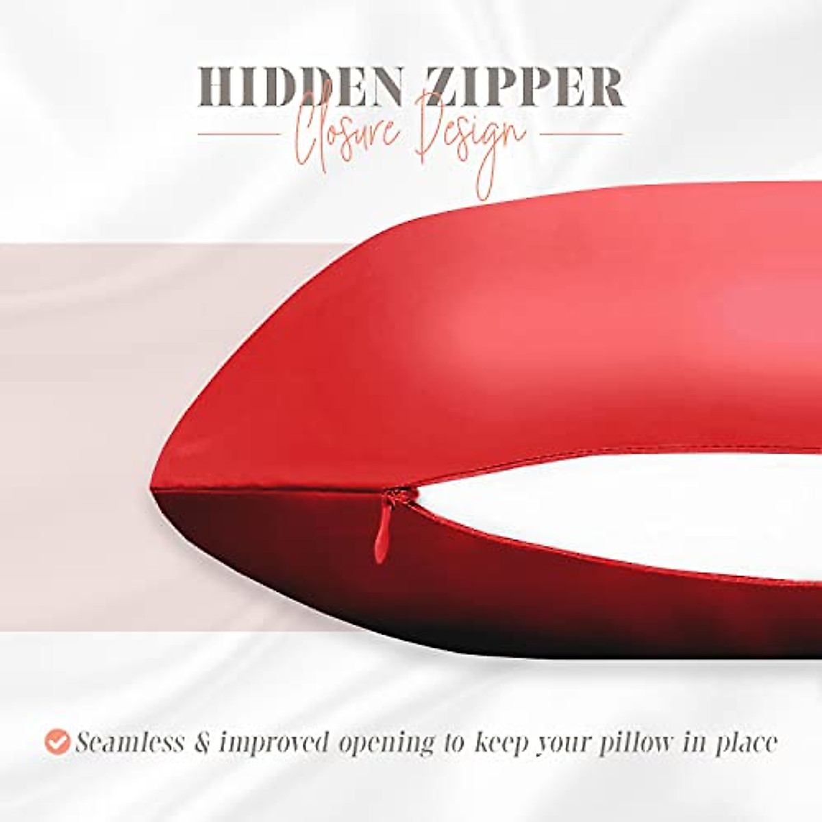 Elegant Comfort Silky and Luxurious 2-Piece Satin Pillowcase Set for Healthier Skin and Hair, Hidden Zipper Closure and Beautifully Packaged, Satin Pillowcase Set, Standard/Queen, Red