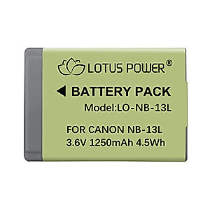 LOTUS POWER Rechargeable NB 13L Battery Replacement High Capacity 1250mAh, NB-13L Battery Pack 3.6V NB13L for SX740 HS / SX720 HS / SX620 HS / G9X2 / G7X Mark III / G7X / G5X Cameras