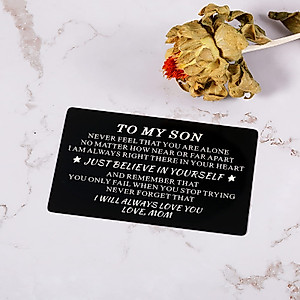 CYKARA Inspirational Christmas Gift for Son Wallet Insert Card, Black, 1 Piece, 12th, 16th, 18th, 21st, 30th Birthday, Christmas, Graduation, Valentine's Day