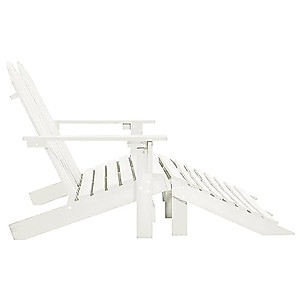 Tidyard 2-Seater Patio Adirondack Chair&Ottoman Fir Wood White Outdoor Fire Pit Chair Wooden Garden Armchair for Porch Pool Lawn Deck Backyard Balcony Outdoor